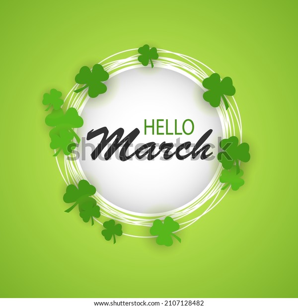 Vector Background Hello March Cute Banner Stock Vector (Royalty Free ...