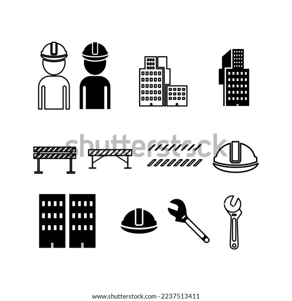 Vector Black Construction Icon Set On Stock Vector (Royalty Free ...