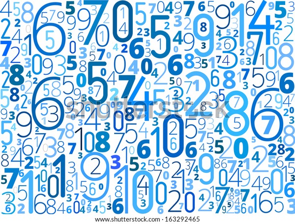 Vector Blue Background Different Numbers Typography Stock Vector ...