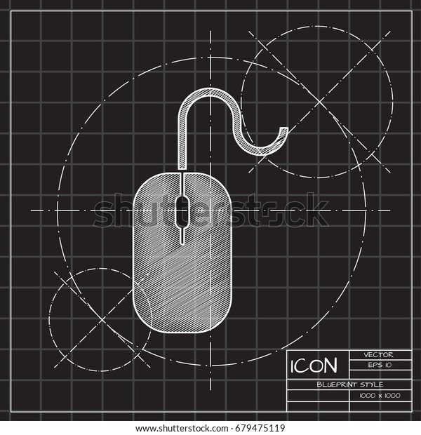 Vector Blueprint Computer Mouse Icon On Stock Vector (Royalty Free ...