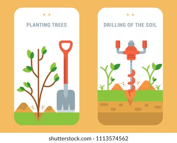 Vector Cards Websites Mobile Application Planting Stock Vector (Royalty ...