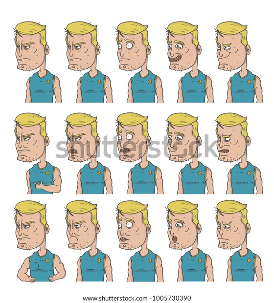 Vector Cartoon Character Set Multiple Expressions Stock Vector (Royalty ...