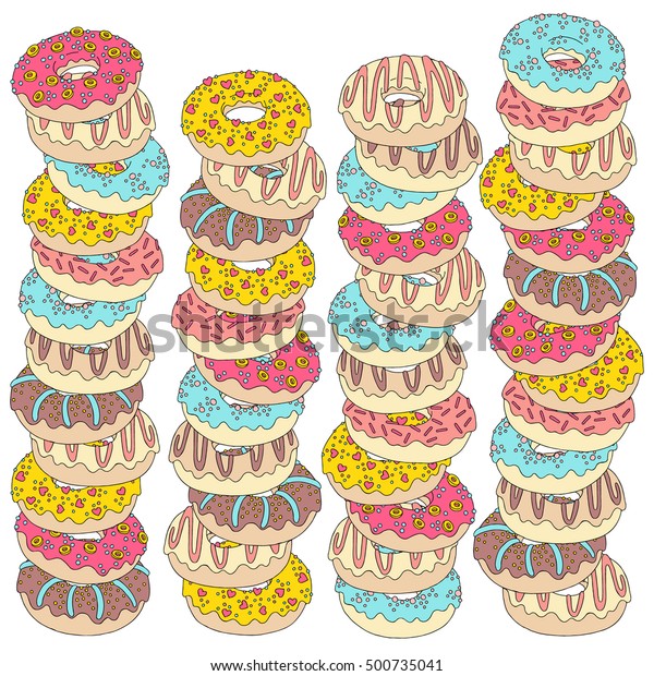 Vector Cartoon Decorative Stack Donuts Hand Stock Vector (Royalty Free ...
