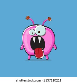Vector Cartoon Funny Pink Alien Monster Stock Vector (Royalty Free ...
