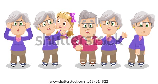 Vector Cartoon Set Different Emotions Gestures Stock Vector (Royalty ...