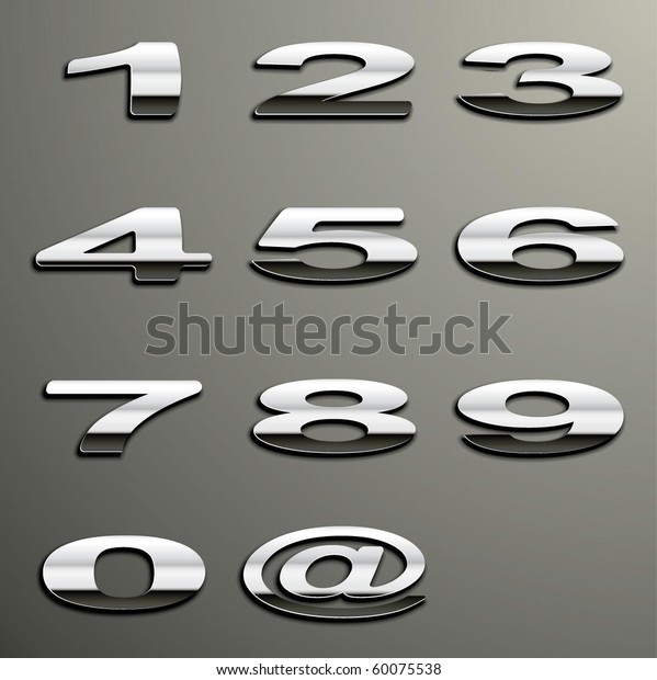Vector Chrome Numbers Stock Vector (Royalty Free) 60075538 | Shutterstock
