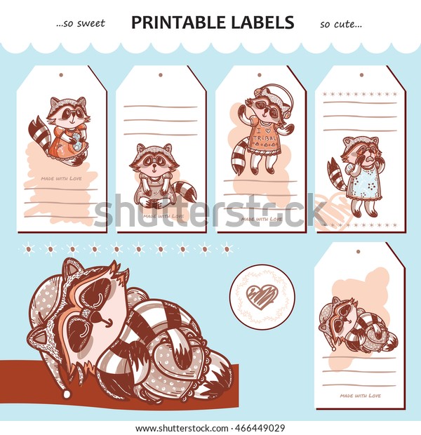 Vector Collection Printable Gift Tags Labels Stock Vector (Royalty Free ...