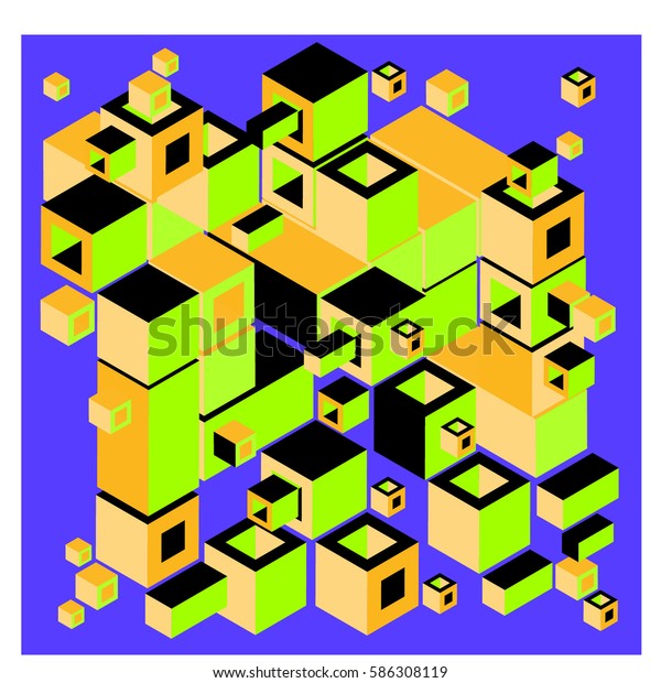 Vector Colorful Isometric Cubes Pattern Abstract Stock Vector Royalty Free 586308119