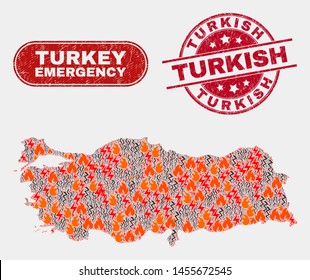 Vector Composition Hazard Turkey Map Red Stock Vector (Royalty Free ...