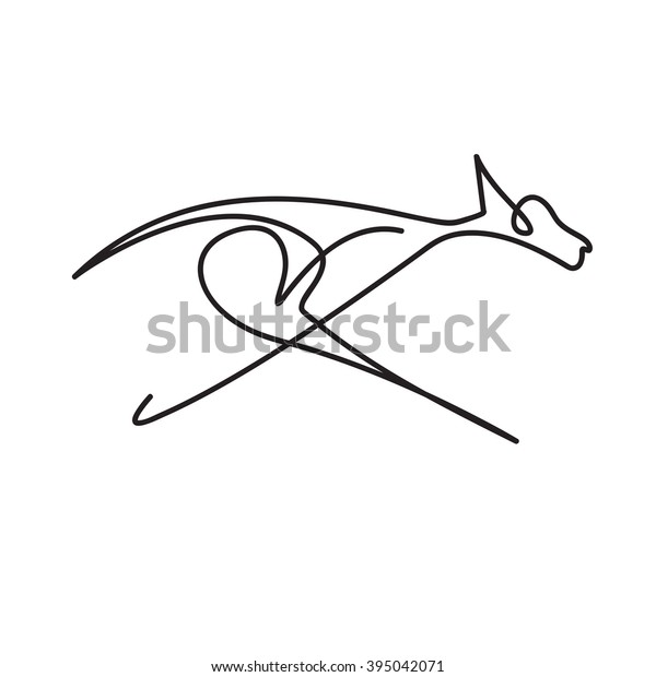 Vector Continuous Line Abstract Dog Running Stock Vector (Royalty Free ...