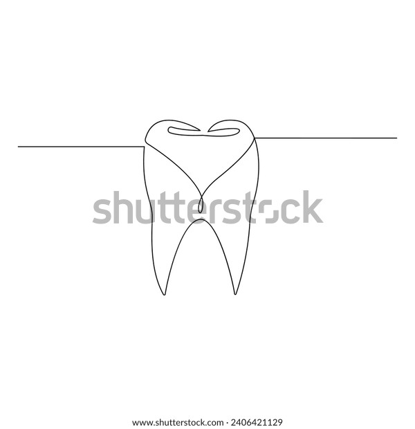 Vector Continuous One Line Drawing Tooth Stock Vector (Royalty Free ...