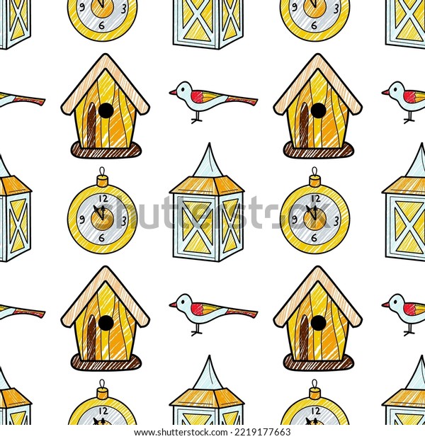 Vector Contur Pencil Seamless Pattern New Stock Vector (Royalty Free ...