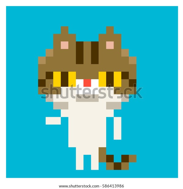 Vector Cool Pixels Cat Standing Standing Stock Vector (Royalty Free ...