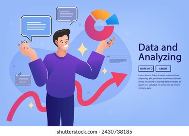 Vector Data Analysis Person Analyzing Chart Stock Vector (Royalty Free ...