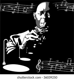 Vector Draw Jazz Man Notes Flying Stock Vector (Royalty Free) 36039250 ...