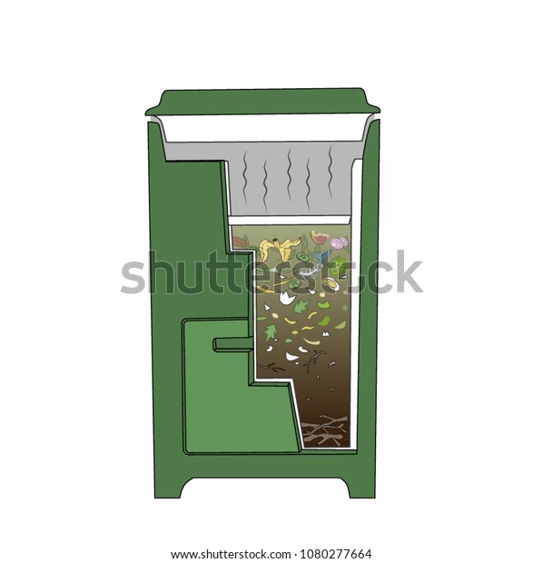 Vector Drawing Cross Section Compost Bin Stock Vector (Royalty Free ...
