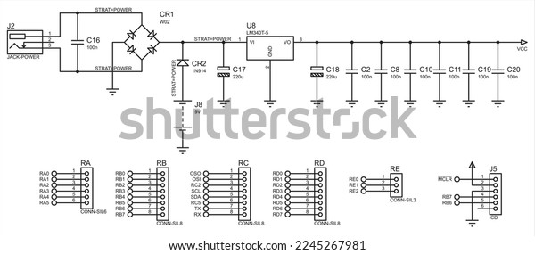 Vector Electrical Schematic Diagram Digitalelectronic Device Stock ...