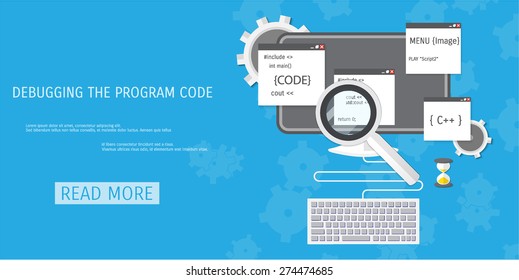 Vector Flat Concept Programming Coding Stock Vector (Royalty Free ...