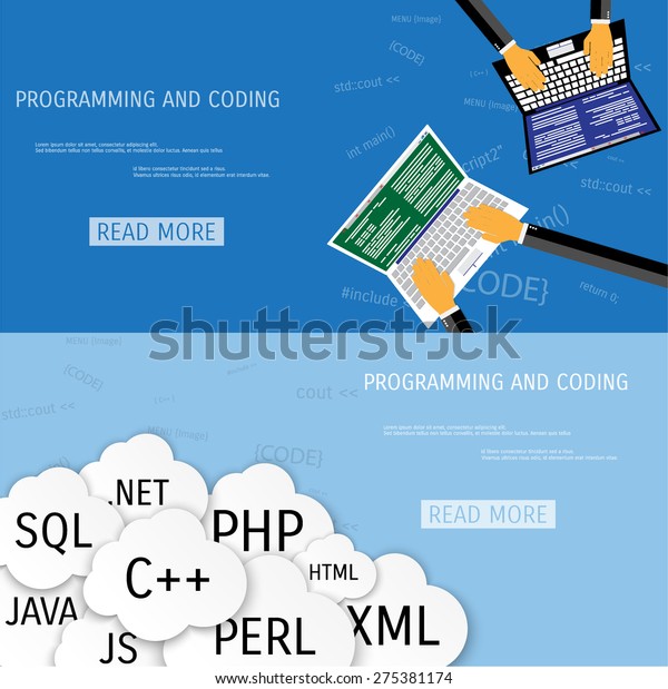 Vector Flat Concept Programming Coding Network Stock Vector Royalty