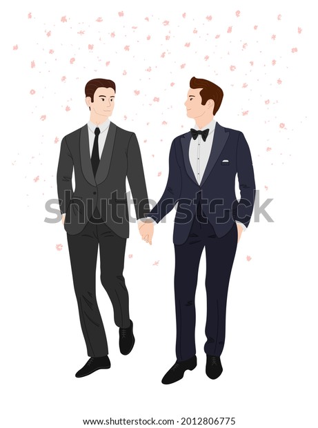 Vector Flat Doodle Illustration Two Men Stock Vector (Royalty Free ...