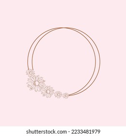 Vector Flat Linear Brown Circle Frame Stock Vector (Royalty Free ...