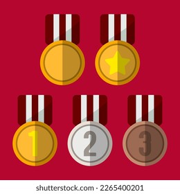 Vector Flat Medal Designs Multiple Variations Stock Vector (Royalty ...