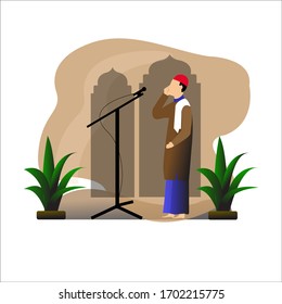 Islamic Holiday Illustration Template Muslim Man Stock Vector (Royalty ...