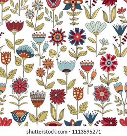 Vector Flower Pattern Seamless Botanic Texture Stock Vector (Royalty ...