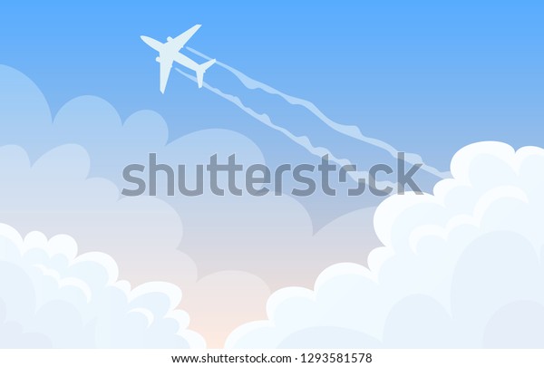 Vector Flying Airplane Sky Stock Vector (Royalty Free) 1293581578 ...