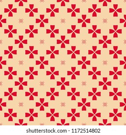 Vector Geometric Floral Seamless Pattern Red Stock Vector (Royalty Free ...