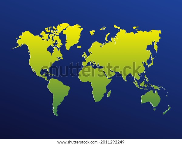 Vector Green Gradient World Map On Stock Vector (Royalty Free ...