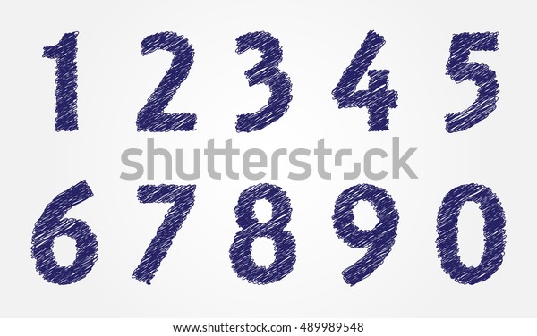 Vector Hand Drawn Numbersscribble Numbers Set Stock Vector (Royalty ...