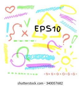 Vector Highlighter Elements Collection Set Hand Stock Vector (Royalty ...