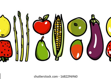 384 Horizontal Seamless Pattern Fruits Vegetables Images, Stock Photos ...