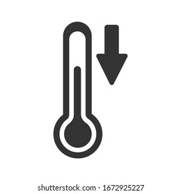 Vector Icon Thermometer Down Arrow Temperature Stock Vector (Royalty ...