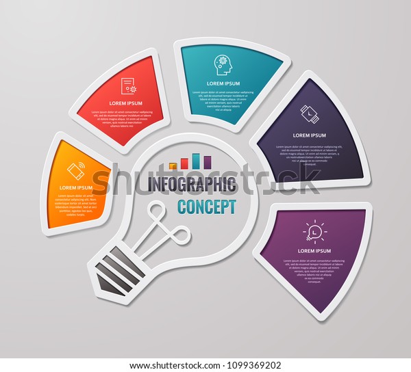 Vector Idea Light Bulb Circle Infographic Stock Vector (Royalty Free ...