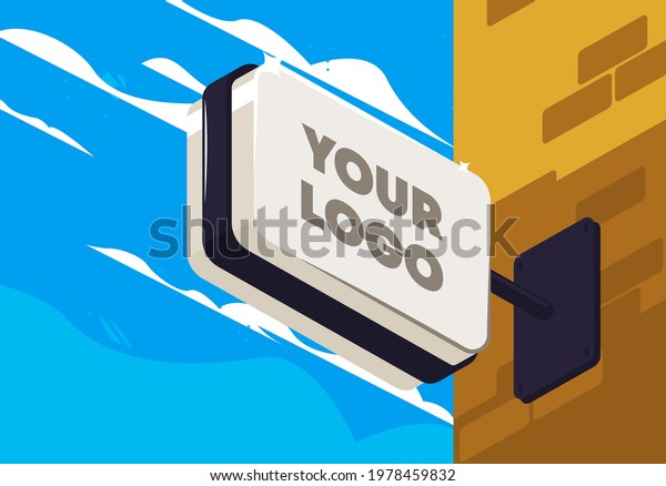 Vector Illustration Blank Rectangular Signboard Template Stock Vector ...