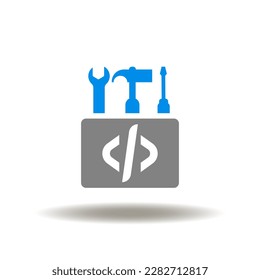 Vector Illustration Box Programming Code Tools Stock Vector (Royalty ...