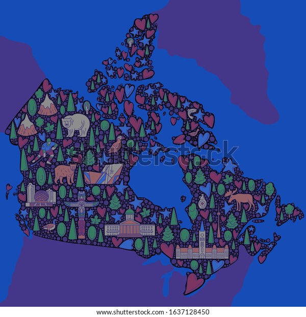 Vector Illustration Canada Map Flat Style Stock Vector (Royalty Free ...
