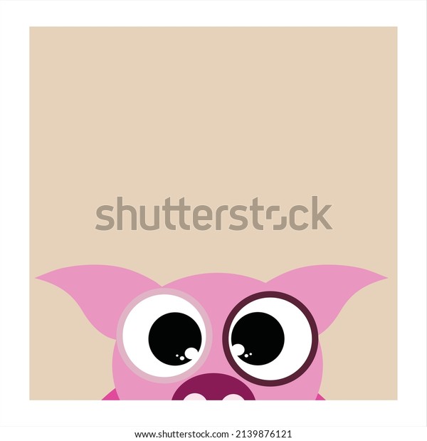 Vector Illustration Cartoon Peeking Pig Symbol Stock Vector (Royalty ...