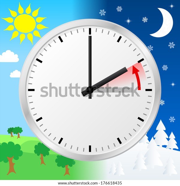 Vector Illustration Clock Return Standard Time Stock Vector (Royalty ...