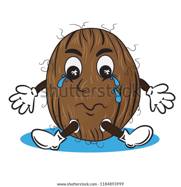 Vector Illustration Crying Coconut Puddle Tears Stock Vector (Royalty ...