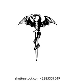 Vector Illustration Dagger Dragon Stock Vector (Royalty Free ...