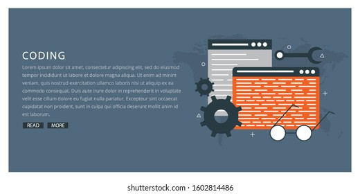 Vector Illustration Developer Interface Concept Coding Stock Vector ...