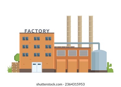 Vector Illustration Factory Buildings Flat Front Stock Vector (Royalty ...