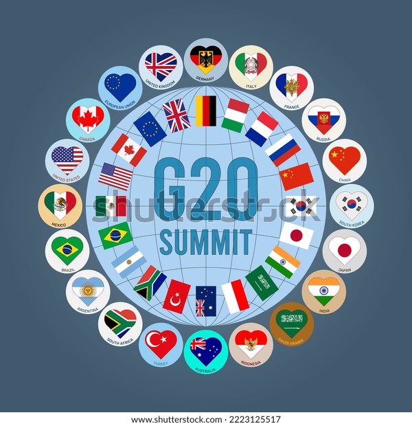 Vector Illustration Flags G20 Countries Form Stock Vector (Royalty Free ...