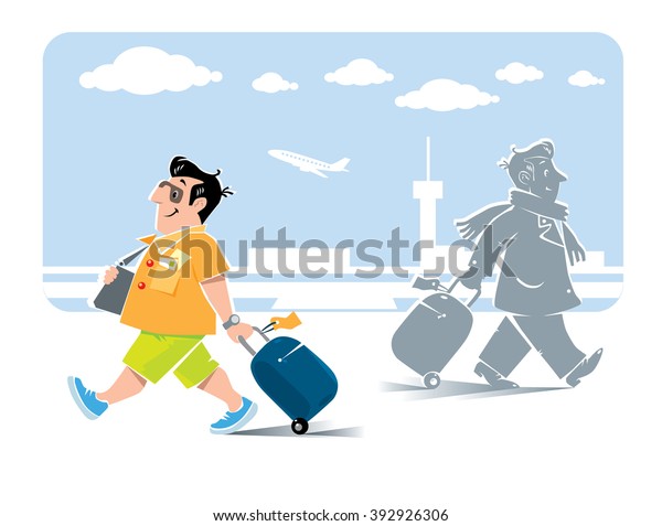 Vector Illustration Funny Fast Paced Man Stock Vector (Royalty Free ...