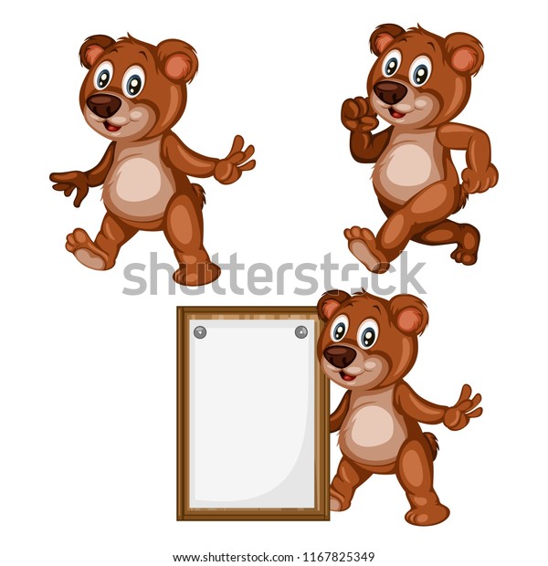 Vector Illustration Happy Bear Set Cute Stock Vector (Royalty Free ...