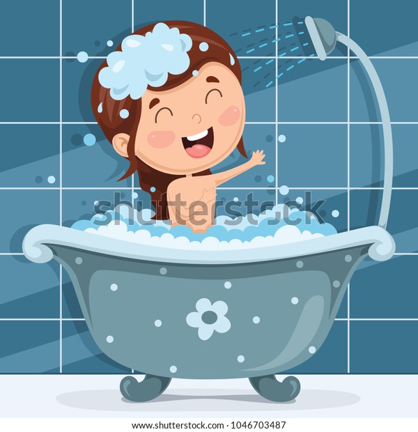 Vector Illustration Kid Bathing Stock Vector (Royalty Free) 1046703487 ...