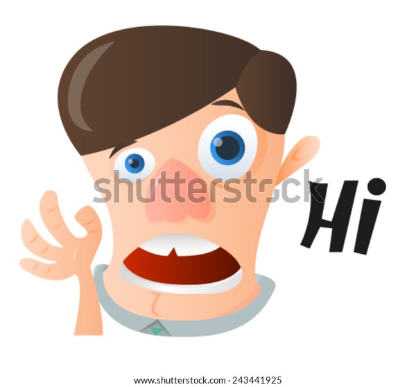 Vector Illustration Man Saying Hi Greeting Stock Vector (Royalty Free ...